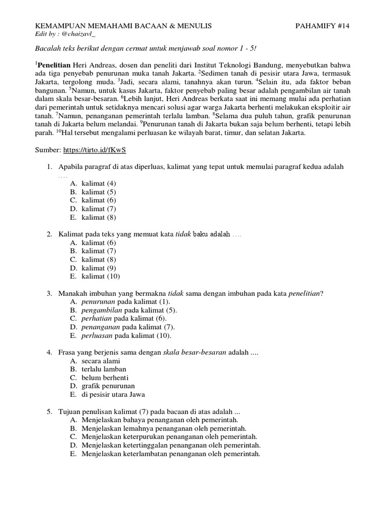 Kemampuan Memahami Bacaan & Menulis Pahamify #13 | PDF