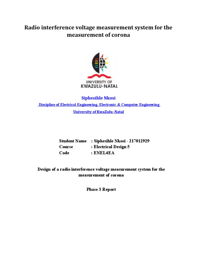 Radio Interference Voltage Measurement System For The Measurement of ...