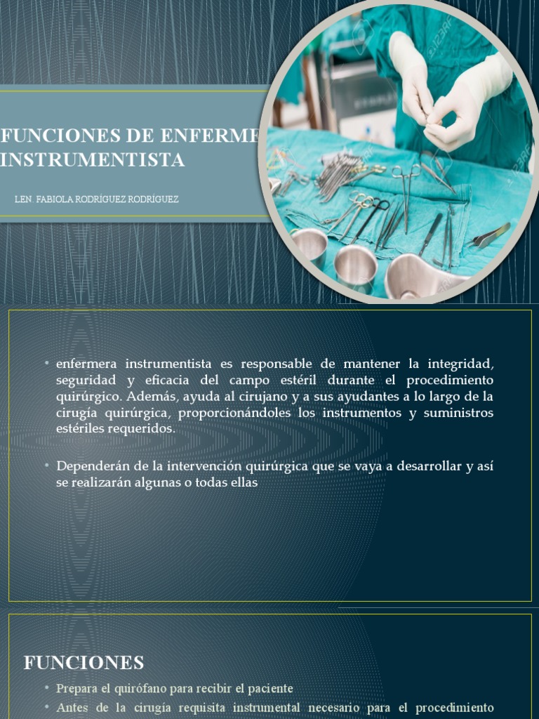 Funciones de Enfermera Instrumentista | PDF | Cirugía | Cirujano