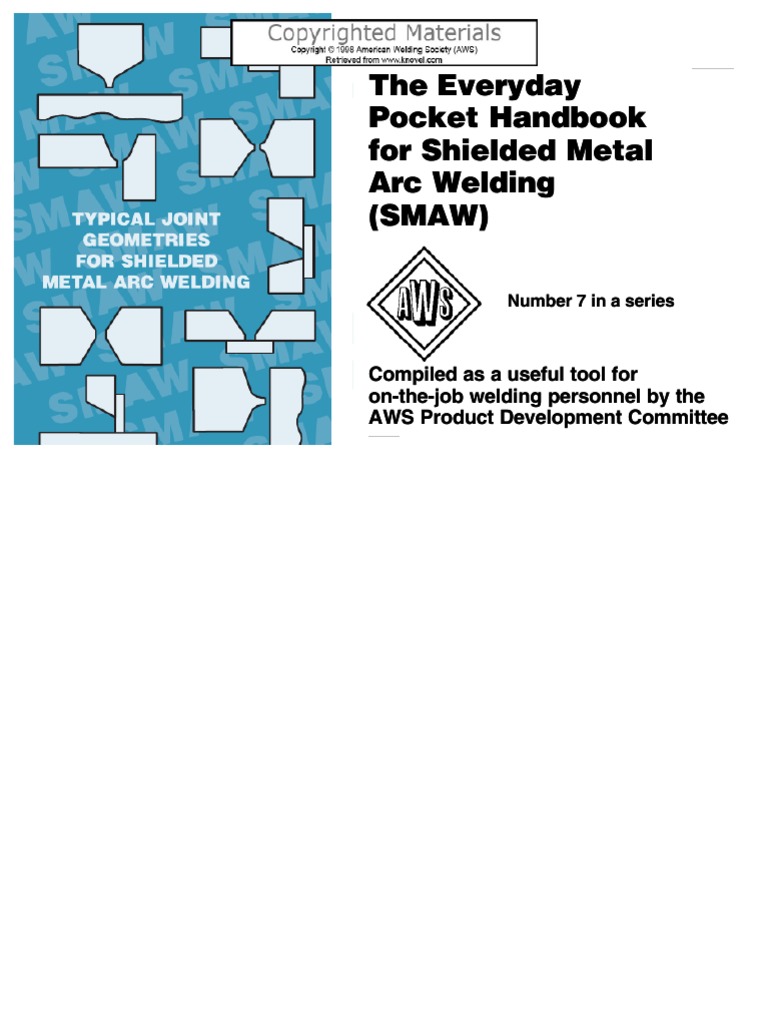 AWS 7 The Everyday Pocket Handbook For Shielded Metal Arc Welding ...