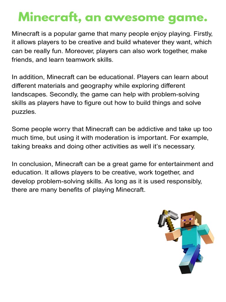 Minecraft, An Awesome Game. | PDF