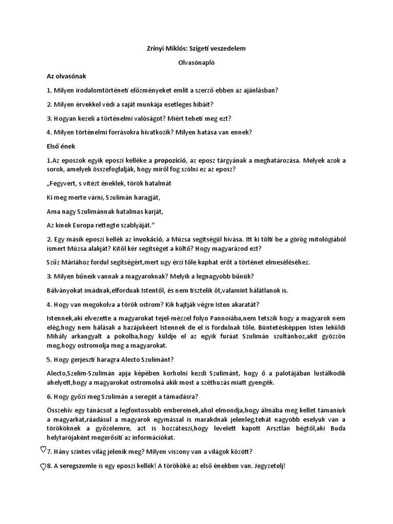 Szigeti-Veszedelem Olvasonaplo | PDF