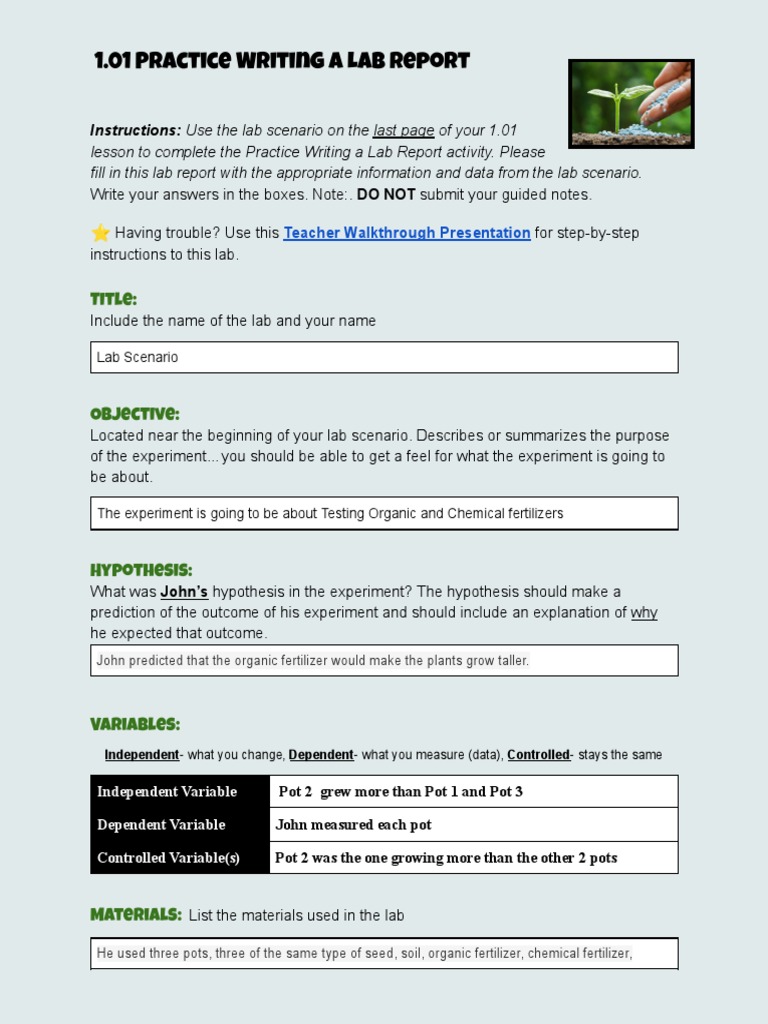 Josiah Genao 1.01 Exploring Life Lab Report | PDF | Experiment | Hypothesis