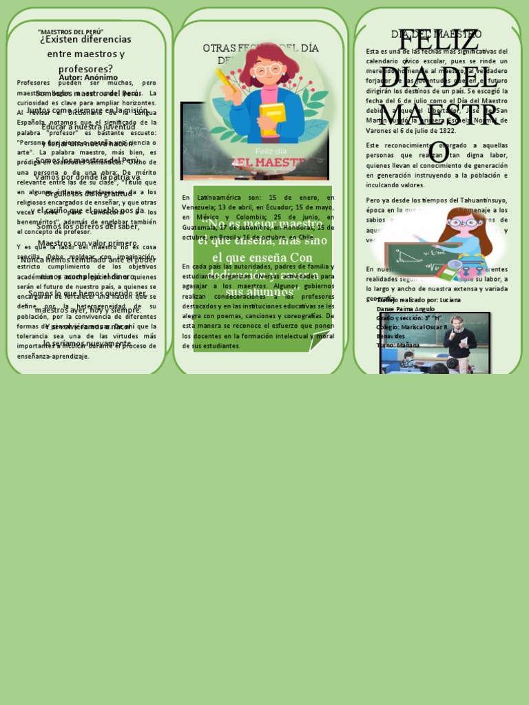 Tríptico Del Día Del Maestro | PDF