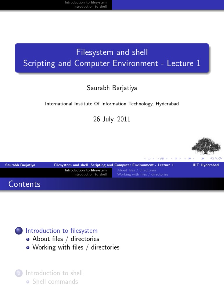 Filesystem And Shell Scripting And Computer Environment Lecture 1 Pdf Directory Computing