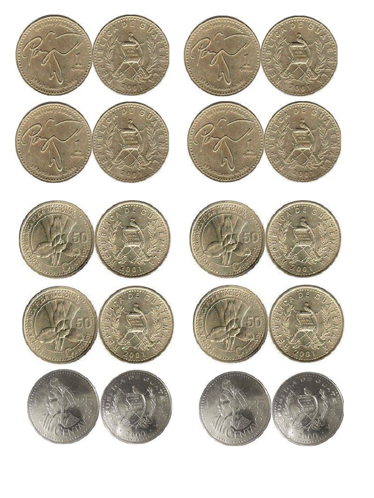 Monedas y Billetes de Guatemala para Imprimir | PDF
