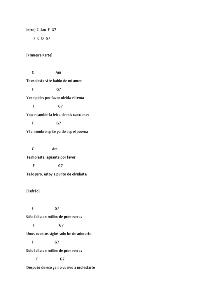 Acordes y letra de "Un millón de primaveras" | PDF