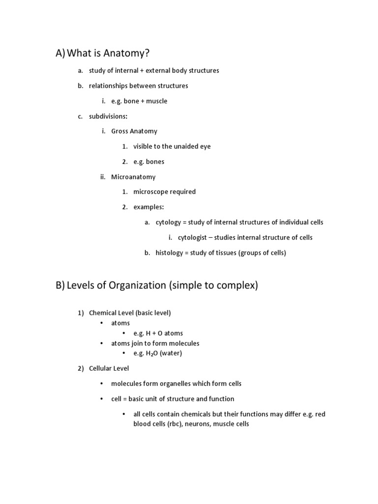 Topic 1 - Intro To Anatomy | PDF