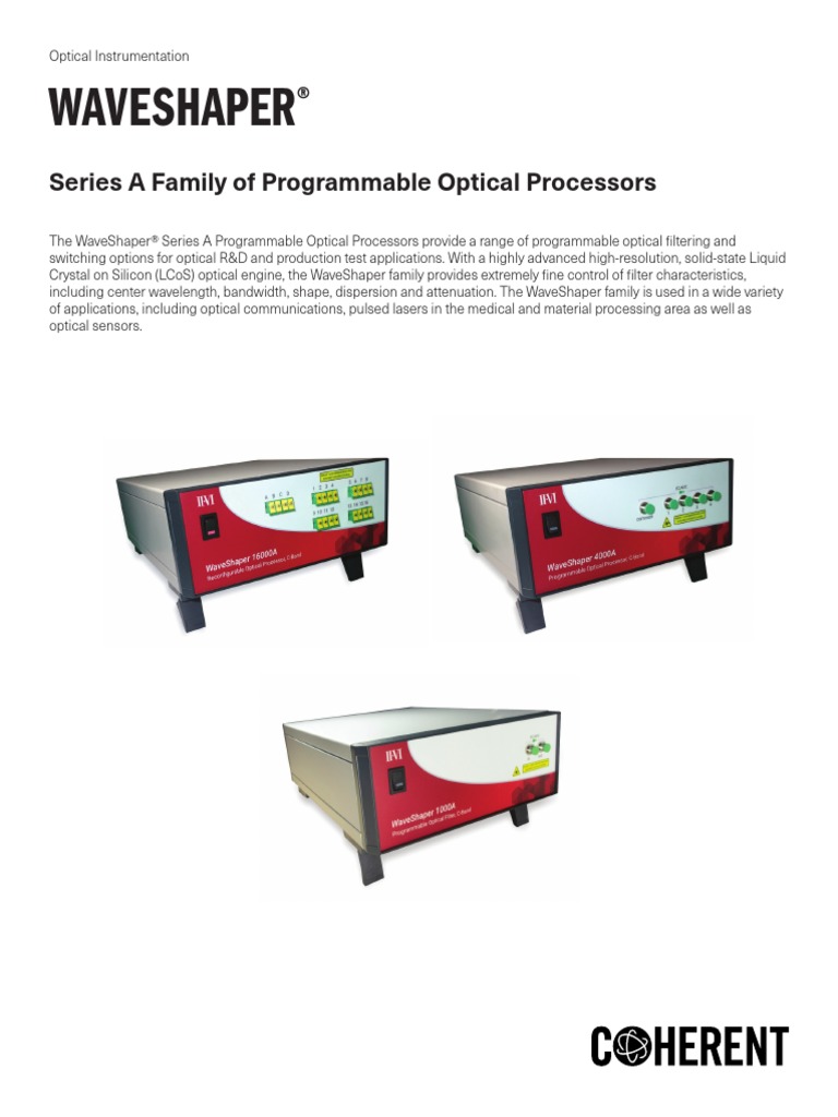 Waveshaper Family BR | PDF | Dispersion (Optics) | Bandwidth (Signal ...