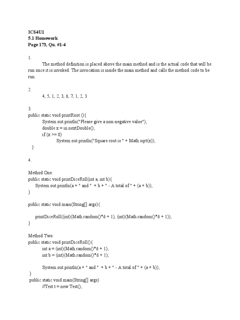 ICS4U1- 5.1 Homework | PDF