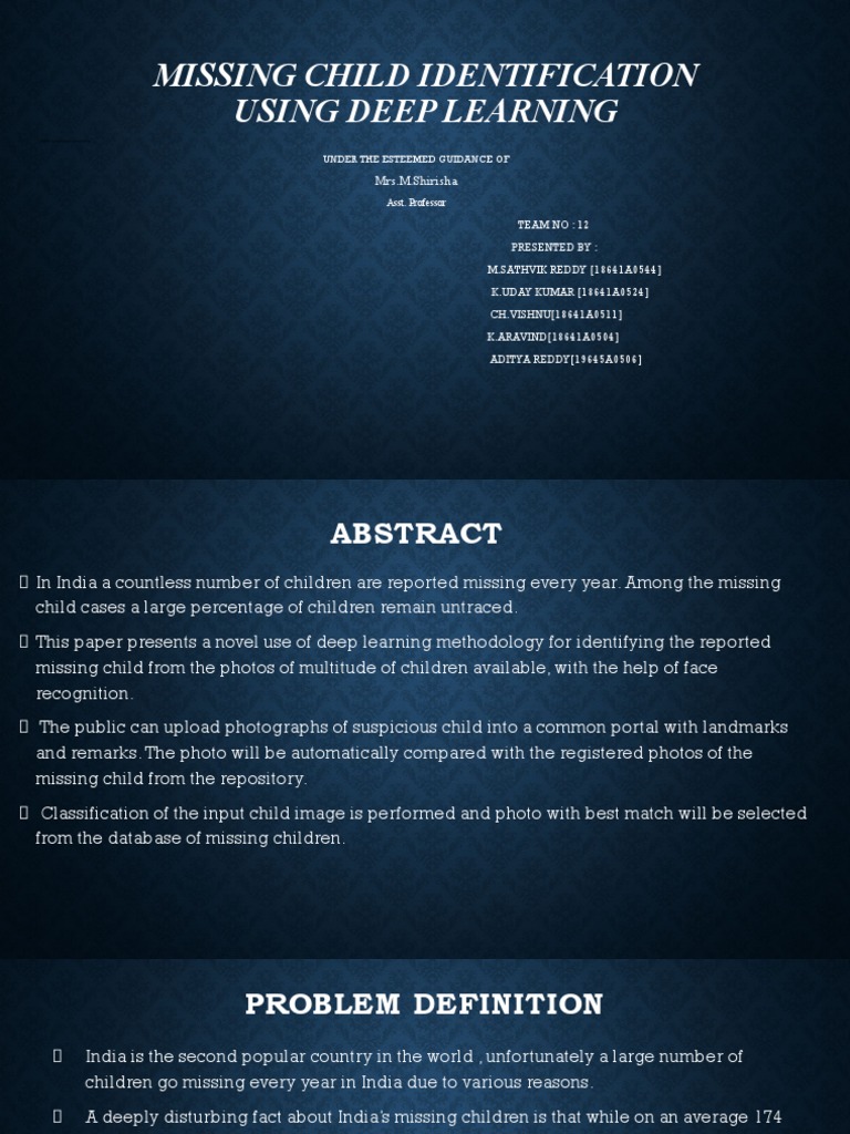 Missing Child Identification Using Deep Learning | PDF | Computational Neuroscience | Systems ...