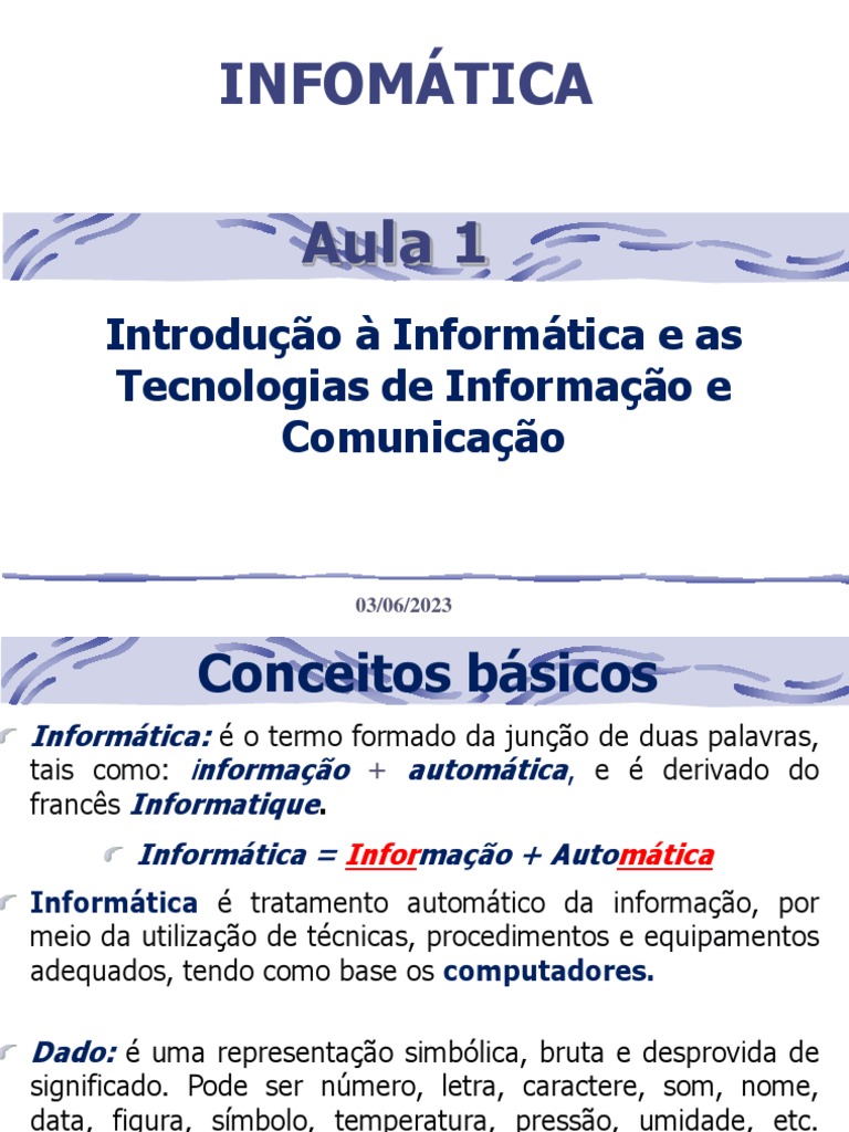 Introdução à Informática e TIC | PDF | Tecnologia da Informação e ...