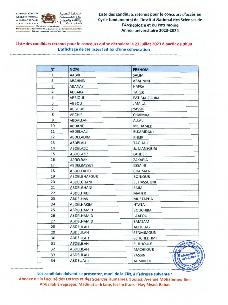 Liste_Concours_INSAP_2023_24-1 (1) | PDF