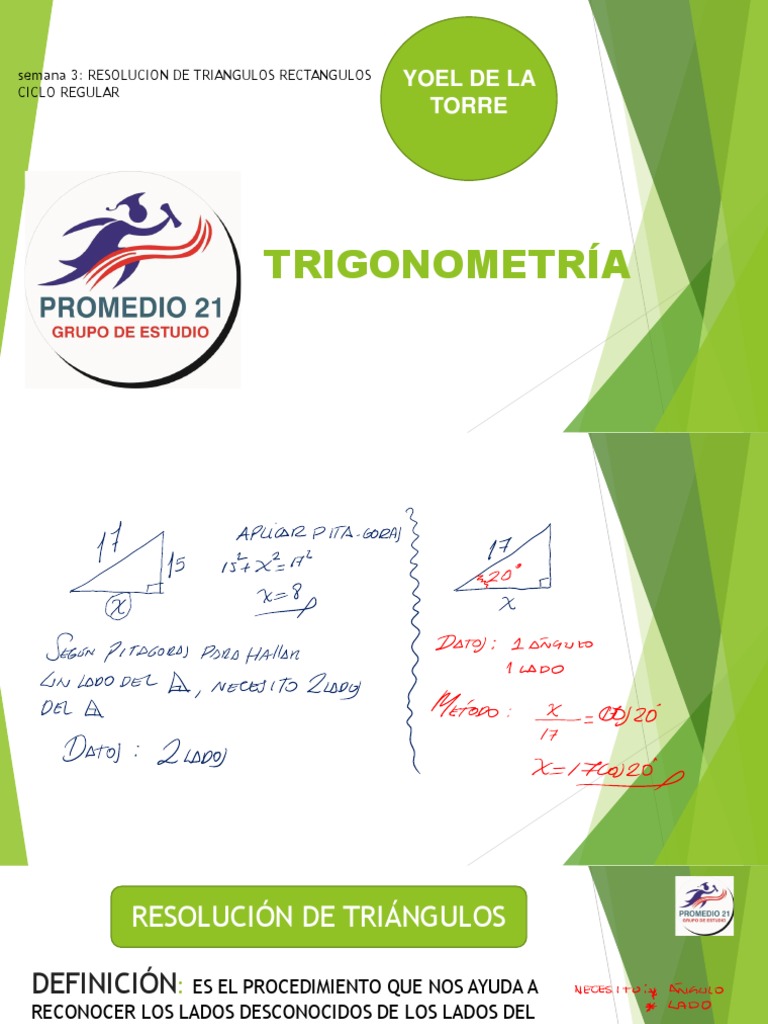 3 Semana Resolucion de Triangulos Rectangulos | PDF | Triángulo ...