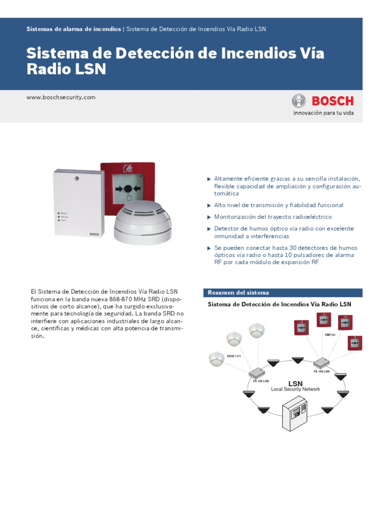 LSN RF Fire Detectio Data Sheet esES 1264521099 | PDF | Radio | Inalámbrico