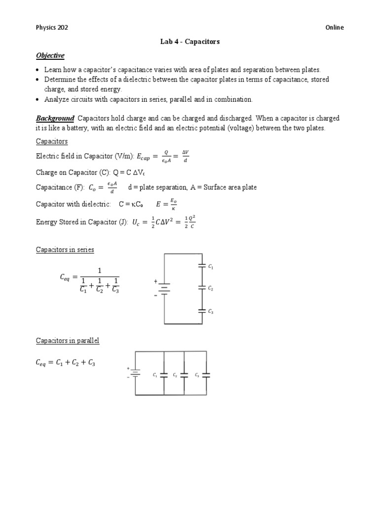 Capacitor Lab for Physics Students | PDF | Capacitor | Capacitance