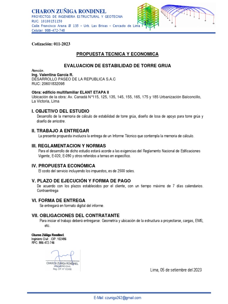 Cotizacion Torre Grua | PDF | Hogar, jardinería y bricolaje | Tecnología