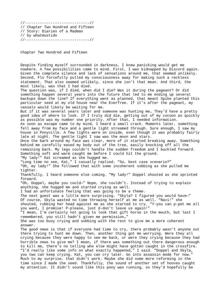 Diaries of A Madman (Chapter 217 - Chapter Two Hundred and Fifteen) | PDF Diaries of A Madman (Chapter 217 - Chapter Two Hundred and Fifteen) | PDF