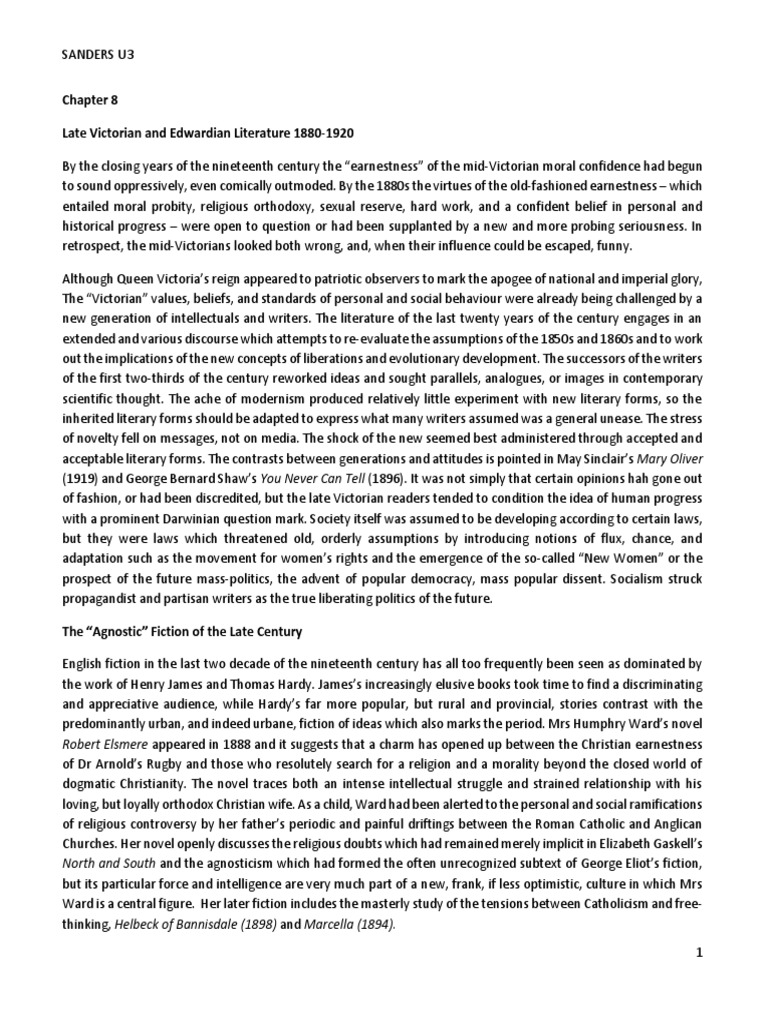 Sanders - U3 Late Victorian and Edwardian Literature | PDF | Oscar Wilde | George Bernard Shaw