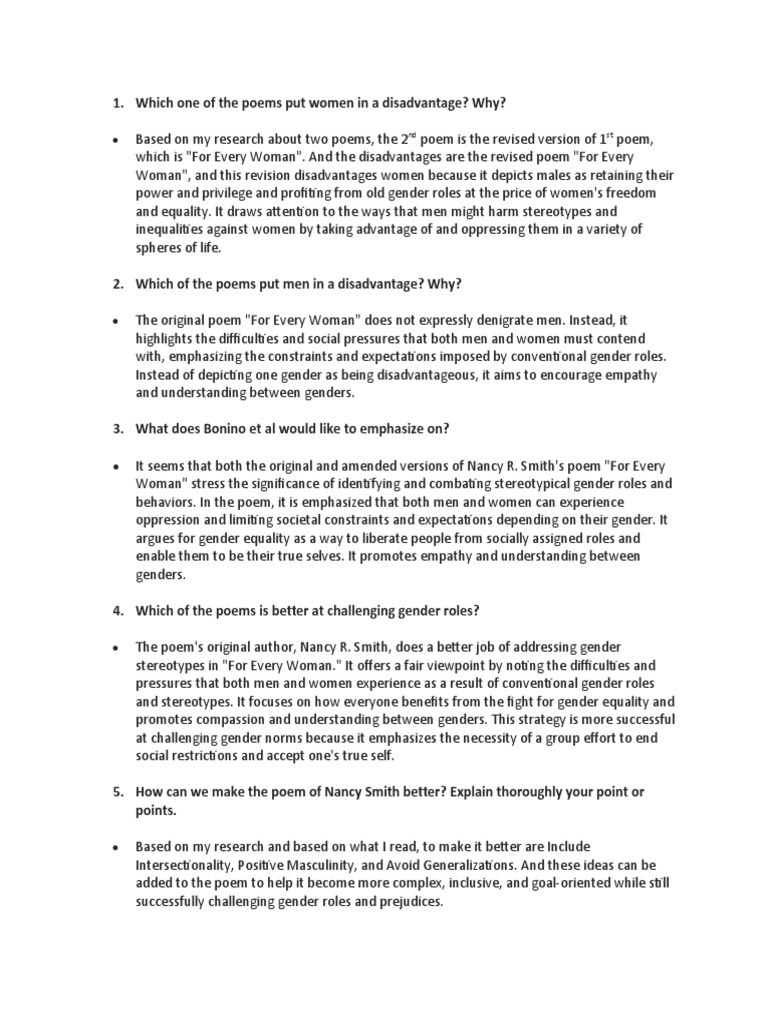 GED109-Poem Analysis | PDF | Gender Role | Gender Studies