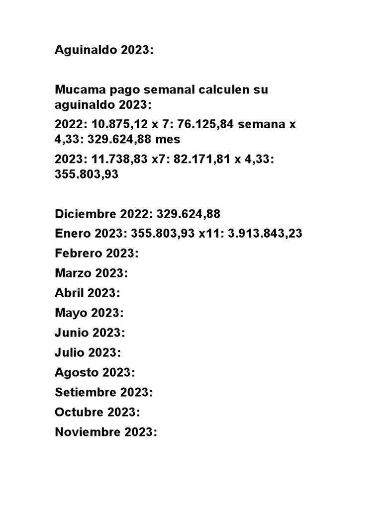 Aguinaldo 2023 | PDF | Compensación laboral | Relaciones laborales