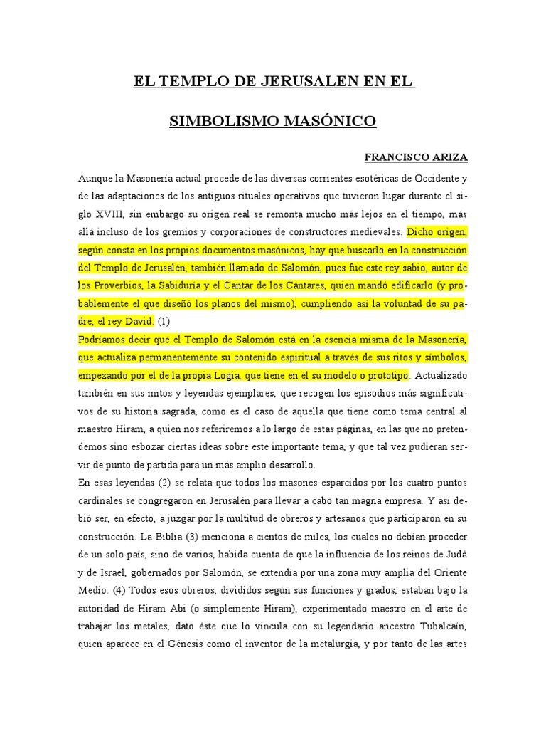Ariza, Francisco - El Templo de Jerusalen en El Simbolismo Masonico ...