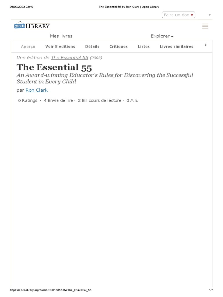 The Essential 55 by Ron Clark _ Open Library | PDF | Publishing | Books