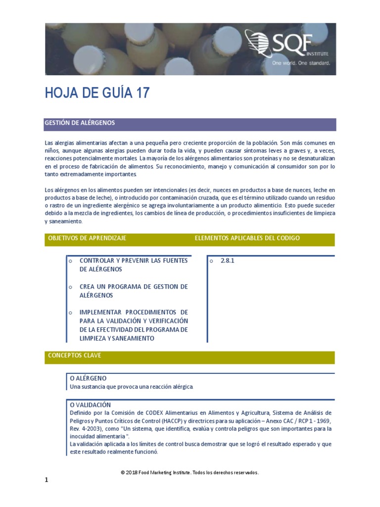 Tip Sheet 17 Allergen Management Spanish | PDF | Análisis de Riesgo y ... Tip Sheet 17 Allergen Management Spanish | PDF | Análisis de Riesgo y ...