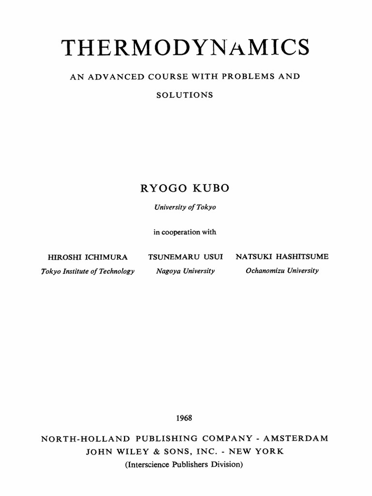 R Kubo - Thermodynamics-Elsevier Science (1968) | PDF