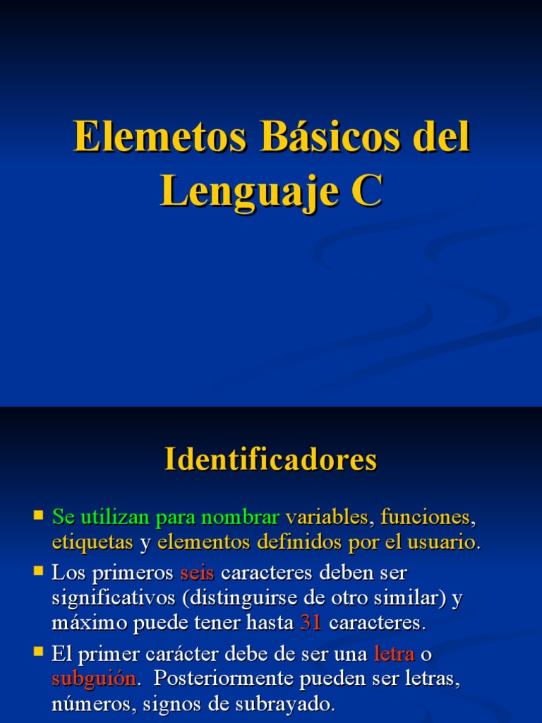 Introducción de Lenguaje C | PDF | C (lenguaje de programación) | Variable (informática)