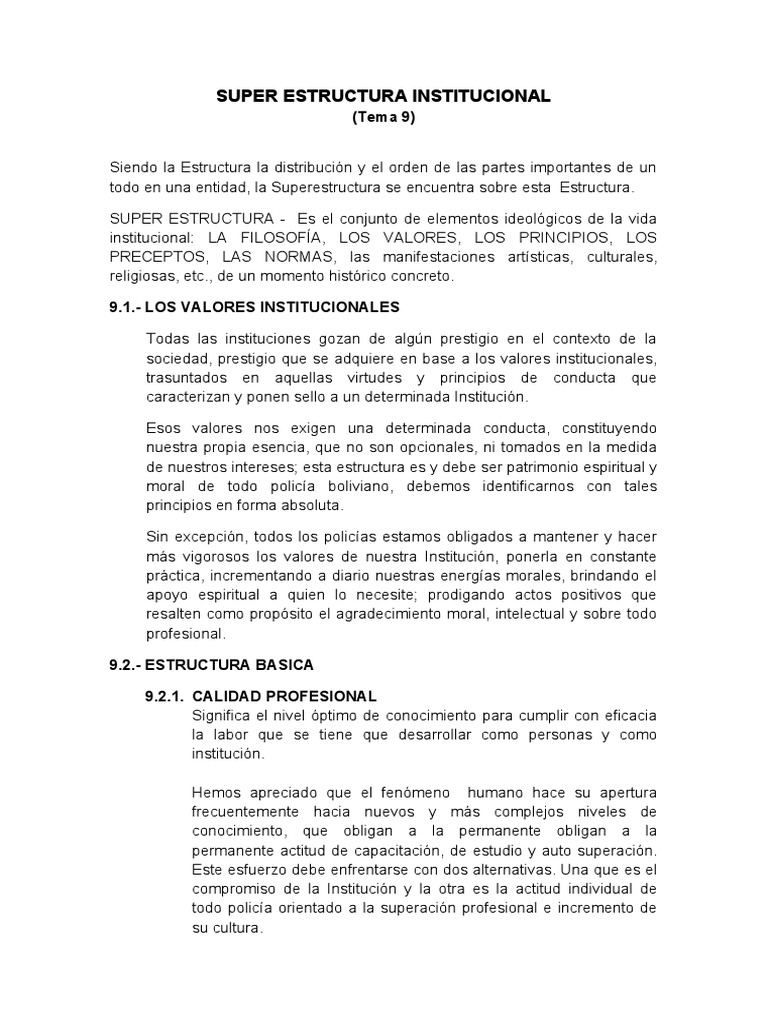 TEMA 9 y 10 SUPER ESTRUCTURA INSTITUCIONAL | PDF | Moralidad | Institución