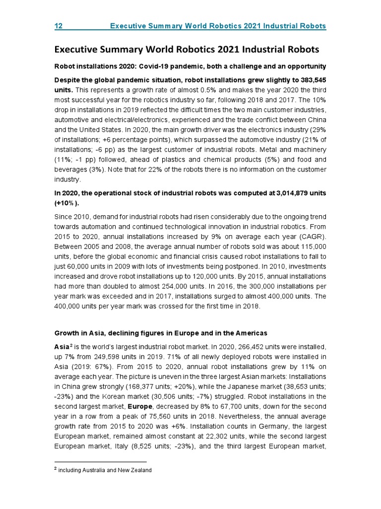 2021 World Robotics Industrial Report | PDF | Electronics | Automotive ...