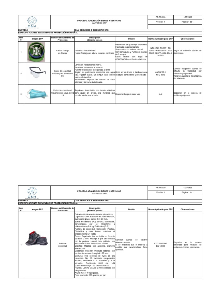 Matriz de Epp | PDF | El plastico | Ciencias fisicas