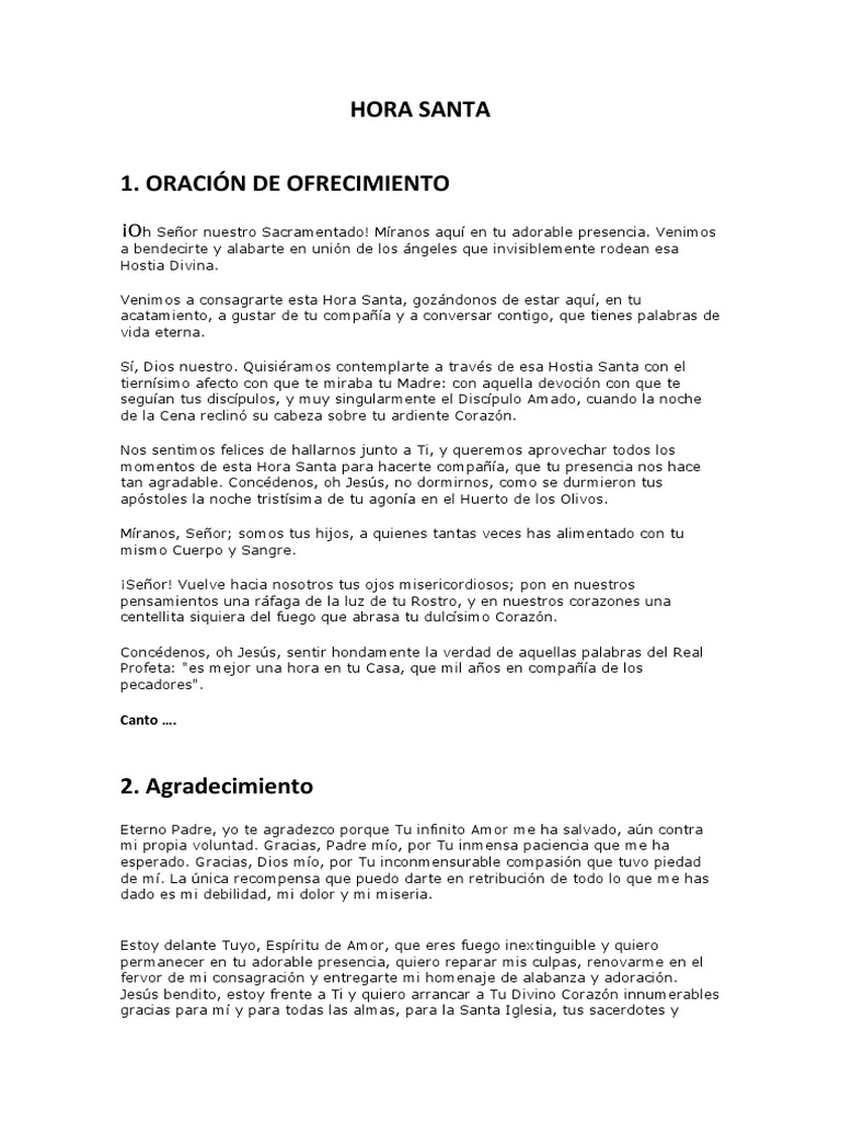 Hora Santa | PDF | María, madre de Jesús | eucaristía
