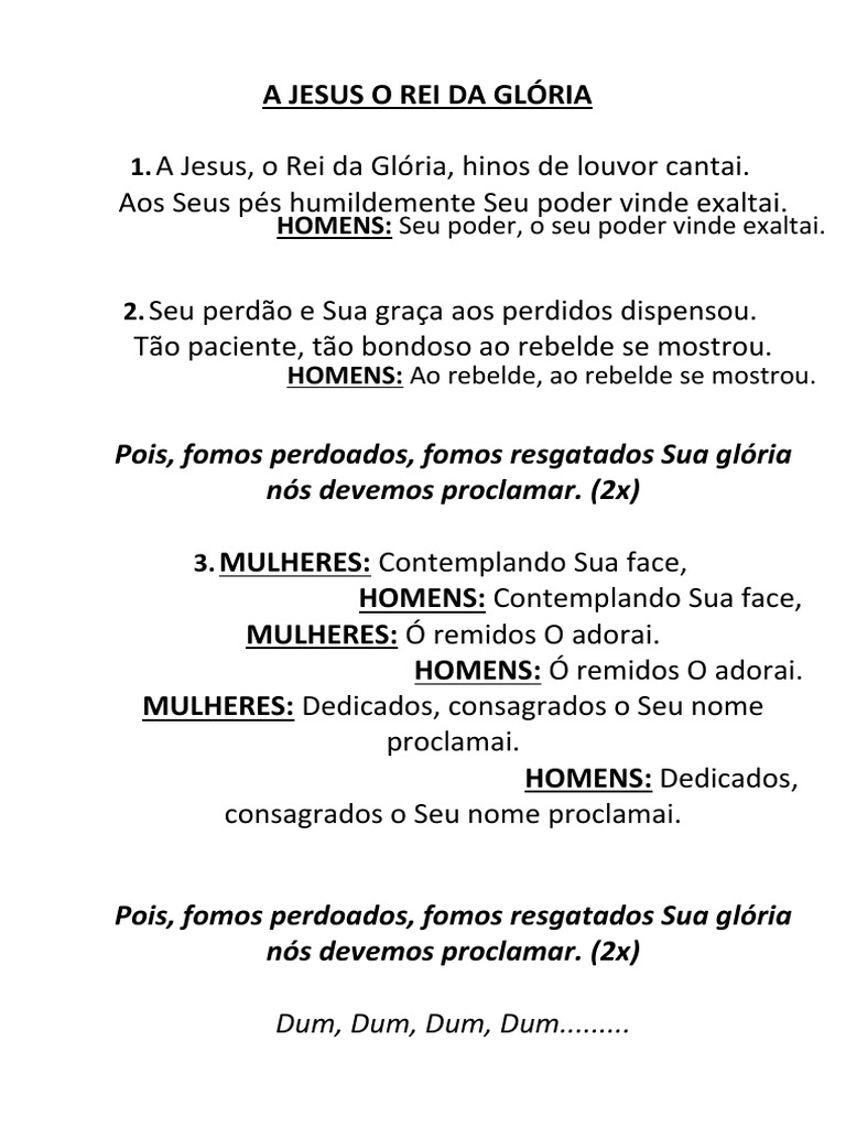 Jesus, o Rei da Glória: Louvor e Adoração | PDF | Religião e ...