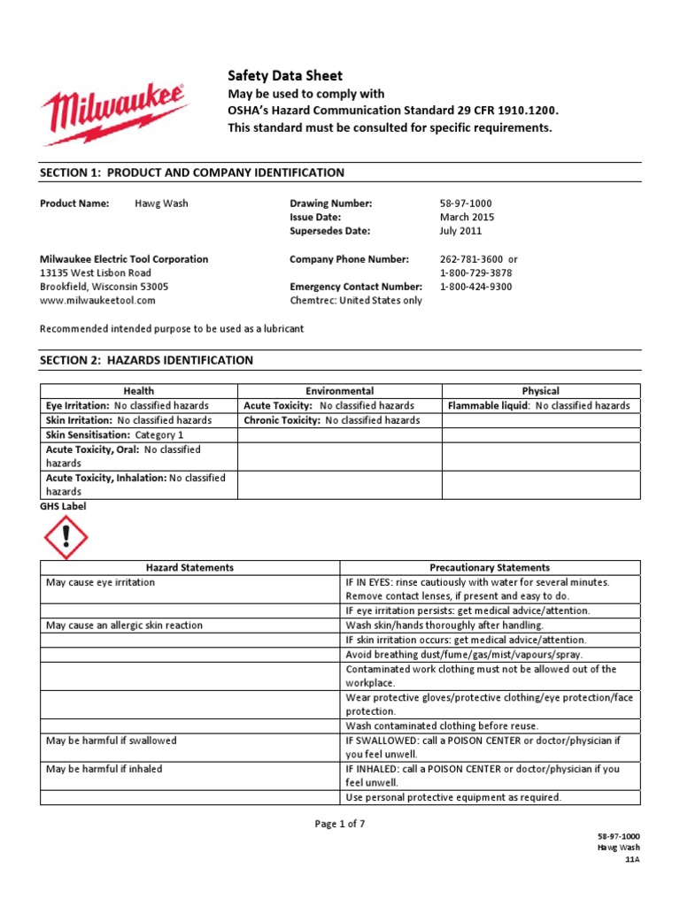Hawg Wash Lubricant Safety Data | PDF | Hazards | Toxicity