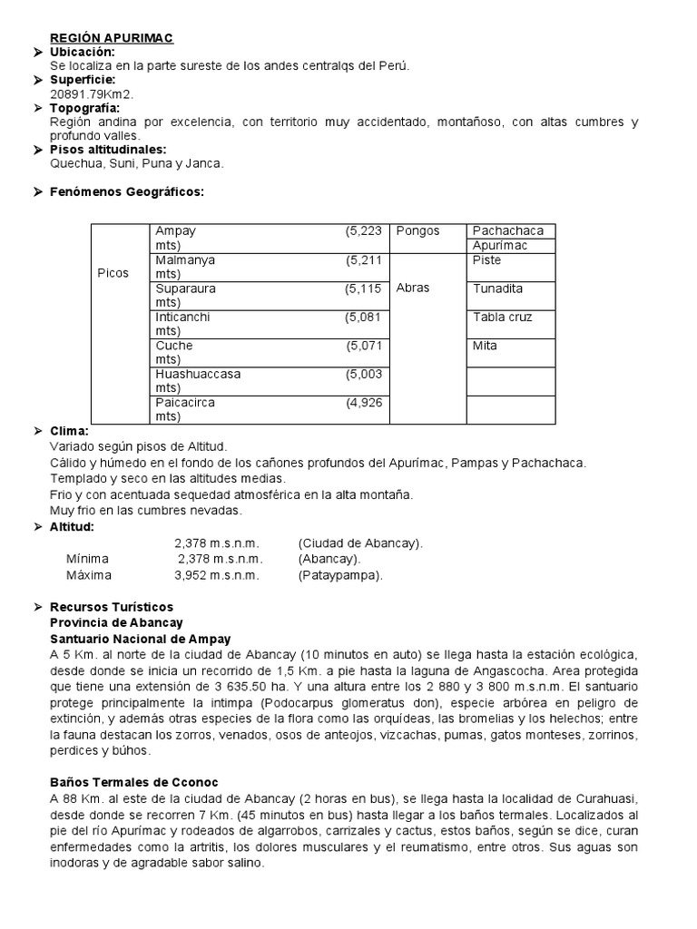 Región Apurimac | PDF