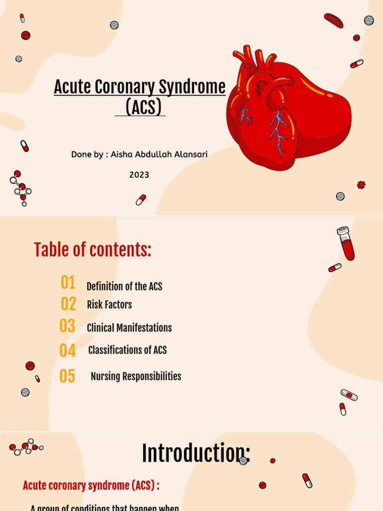 Acute Coronary Syndrome (ACS) | PDF | Myocardial Infarction | Ischemia