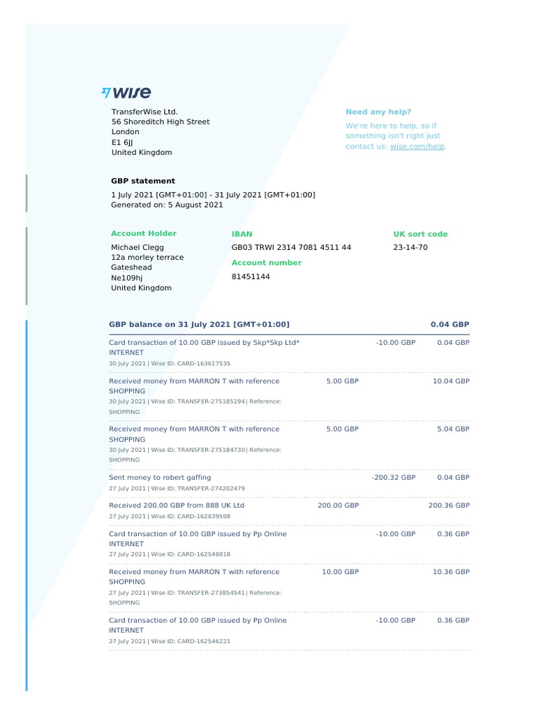 Balance Statement | PDF | Financial Transaction | International Finance