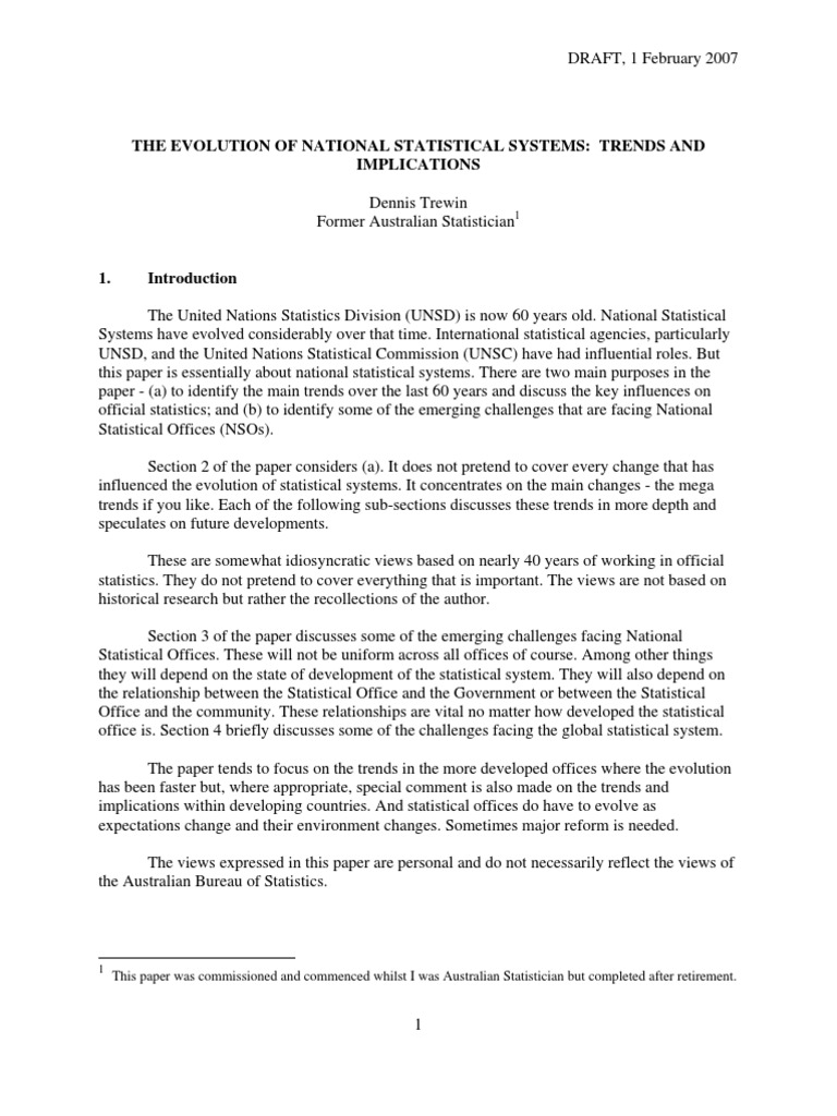The Evolution of National Statistical Systems: Trends and Implications ...