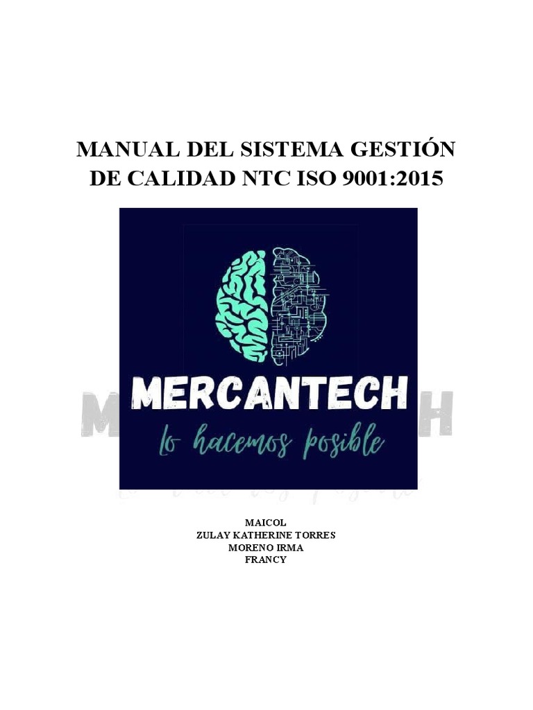Manual Del Sistema Gestión de Calidad NTC Iso 9001 - 2015 | Descargar gratis PDF | Calidad ...