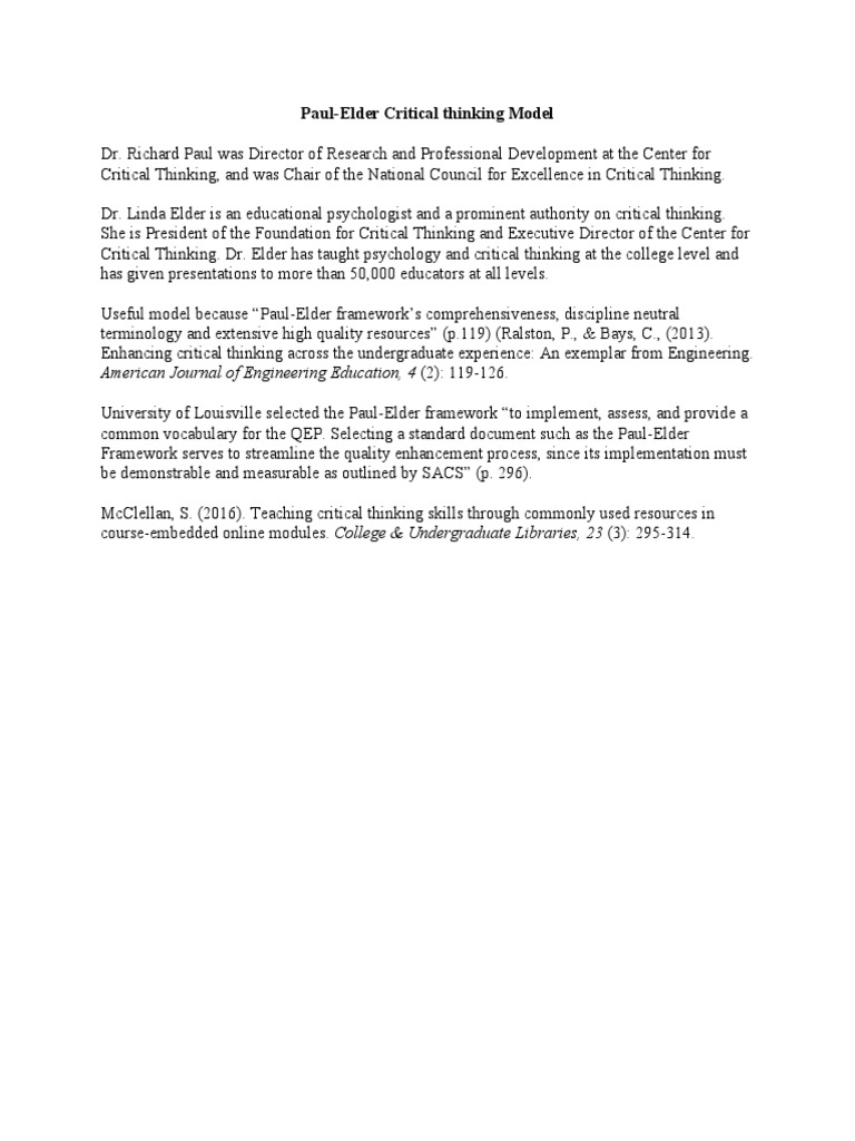 Paul Elder Crit Thinking Stuff | PDF | Critical Thinking | Thought