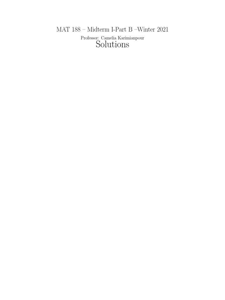 MAT188H1 - 20219 - 631642212175midterm I-Part B-Solution | PDF | System ...