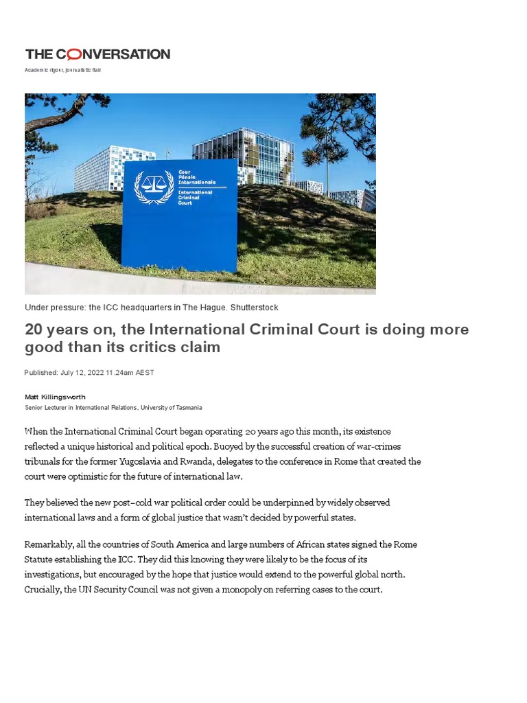 ICC at 20: Achievements and Challenges | PDF | International Criminal ...