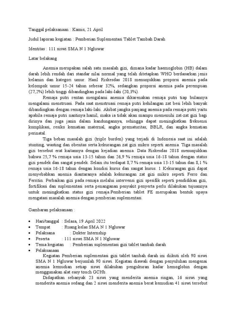 Borang Suplementasi Gizi Muthia | PDF