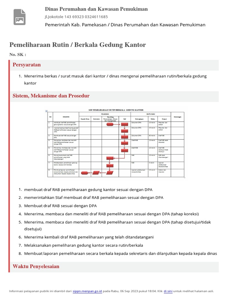 Standar Pelayanan - Pemeliharaan Rutin Berkala Gedung Kantor | PDF | Teknologi & Rekayasa