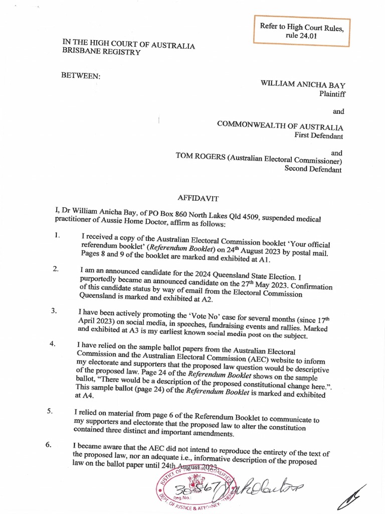 Affidavit of DR William Bay Constitutional Writ Part II | PDF