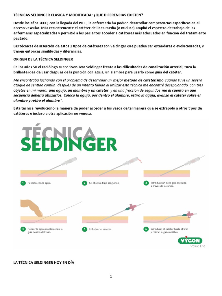 Técnicas Seldinger Clásica y Modificada | PDF | Medicina CLINICA ...