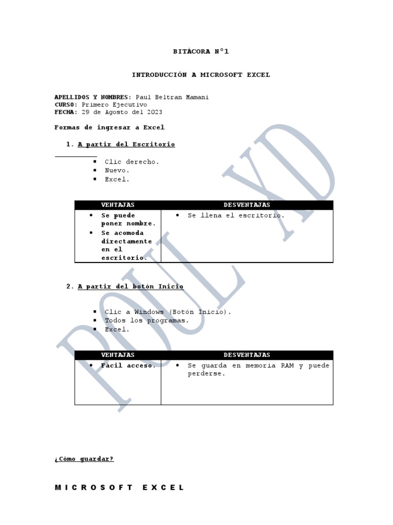 Introducción a la Bitácora en Excel | PDF | Microsoft Excel | Interfaz ...