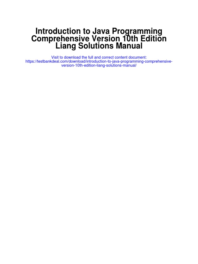 Introduction To Java Programming Comprehensive Version 10th Edition ...